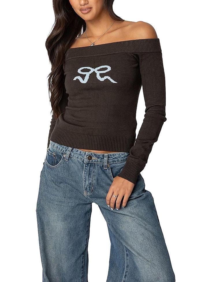 EDIKTED EDIKTED Off-The-Shoulder Bow Top